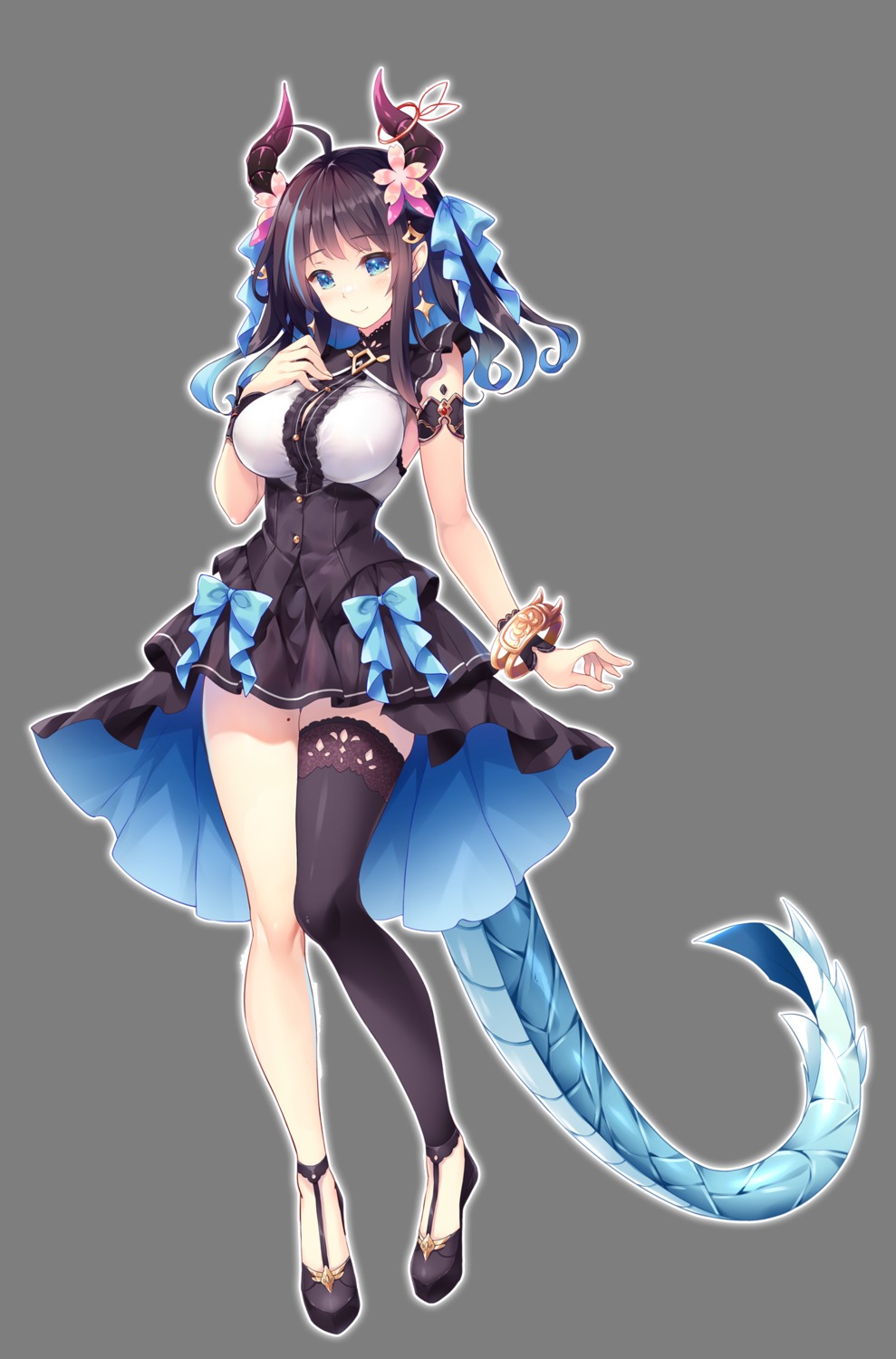 cuteuphoria ko~cha dra concafe horns pointy ears tail thighhighs transparent png | #1180155 ...